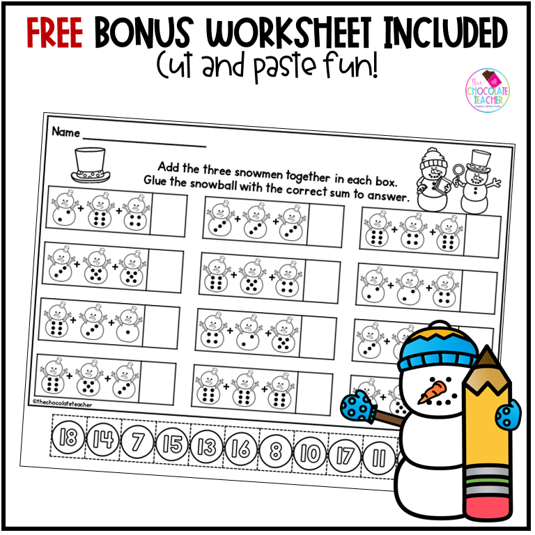 Adding 3 Numbers - Winter Math - Write the Room | Made By Teachers