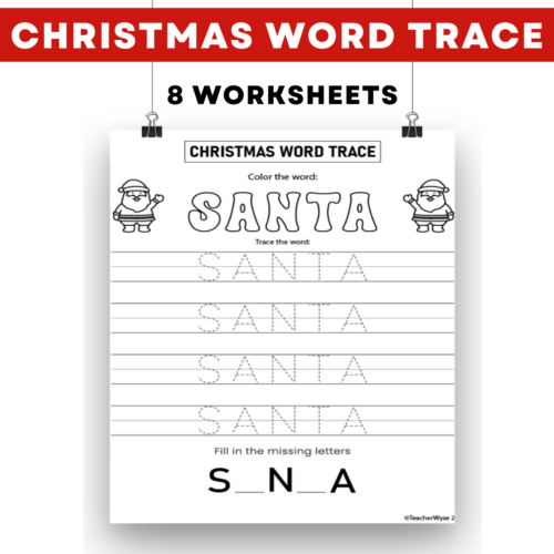 Christmas Activity No Prep Worksheets PDF Word Trace Puzzles Scavenger ...