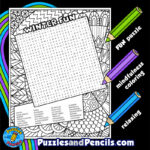 Winter Fun Word Search Puzzle Activity Page with Coloring | Wordsearch ...