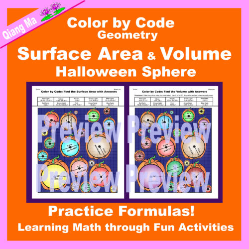 Halloween Color by Code: Surface Area and Volume: Sphere | Made By Teachers