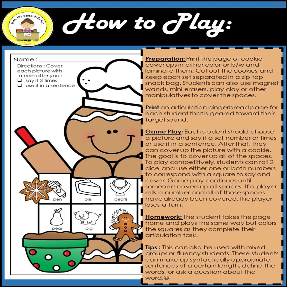 Gingerbread Man Cookie Speech Therapy Articulation Activity | Made By ...
