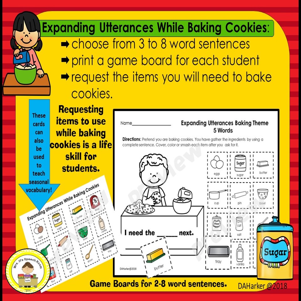 Expanding Utterances in Speech Therapy- Christmas Baking Theme | Made ...