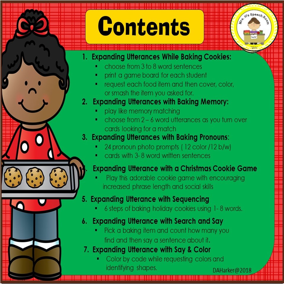 Expanding Utterances in Speech Therapy- Christmas Baking Theme | Made ...