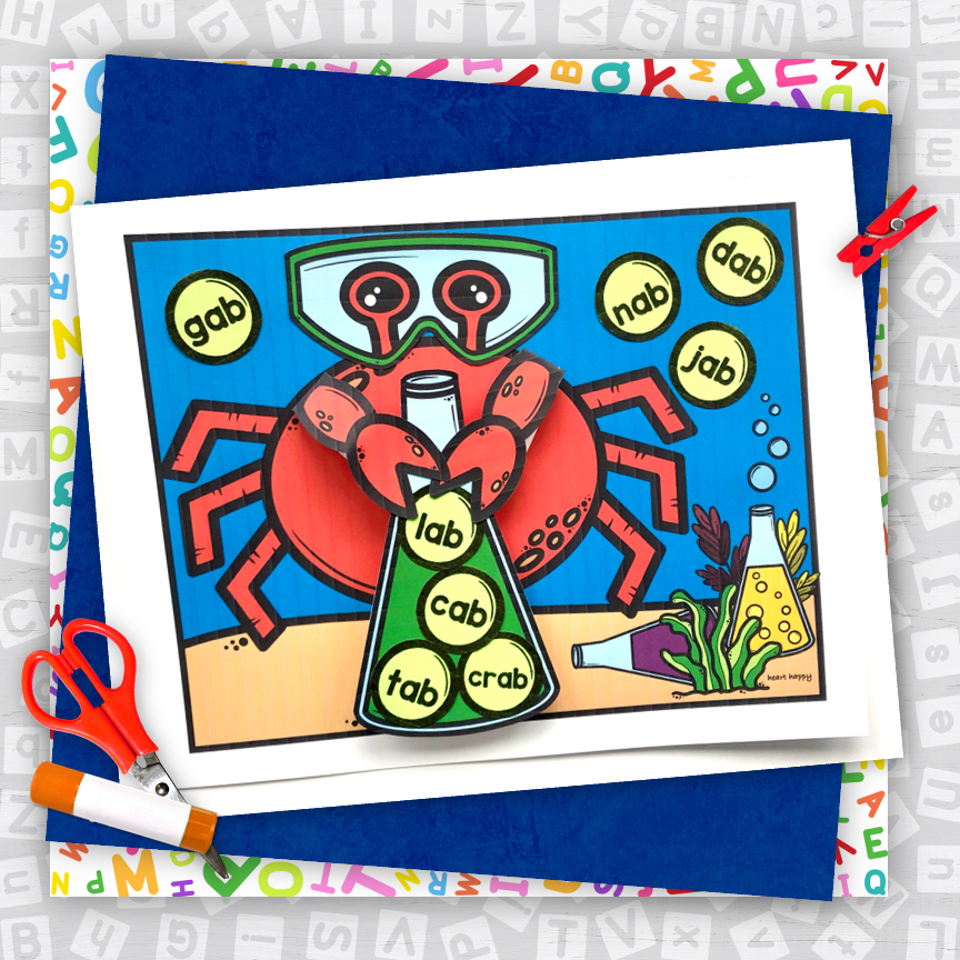 Short A Vowel Craft | Crab's Lab | AB Word Family | Made By Teachers