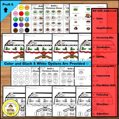 Build a Christmas Dinner Activity To Increase Sentence Length in Speech ...