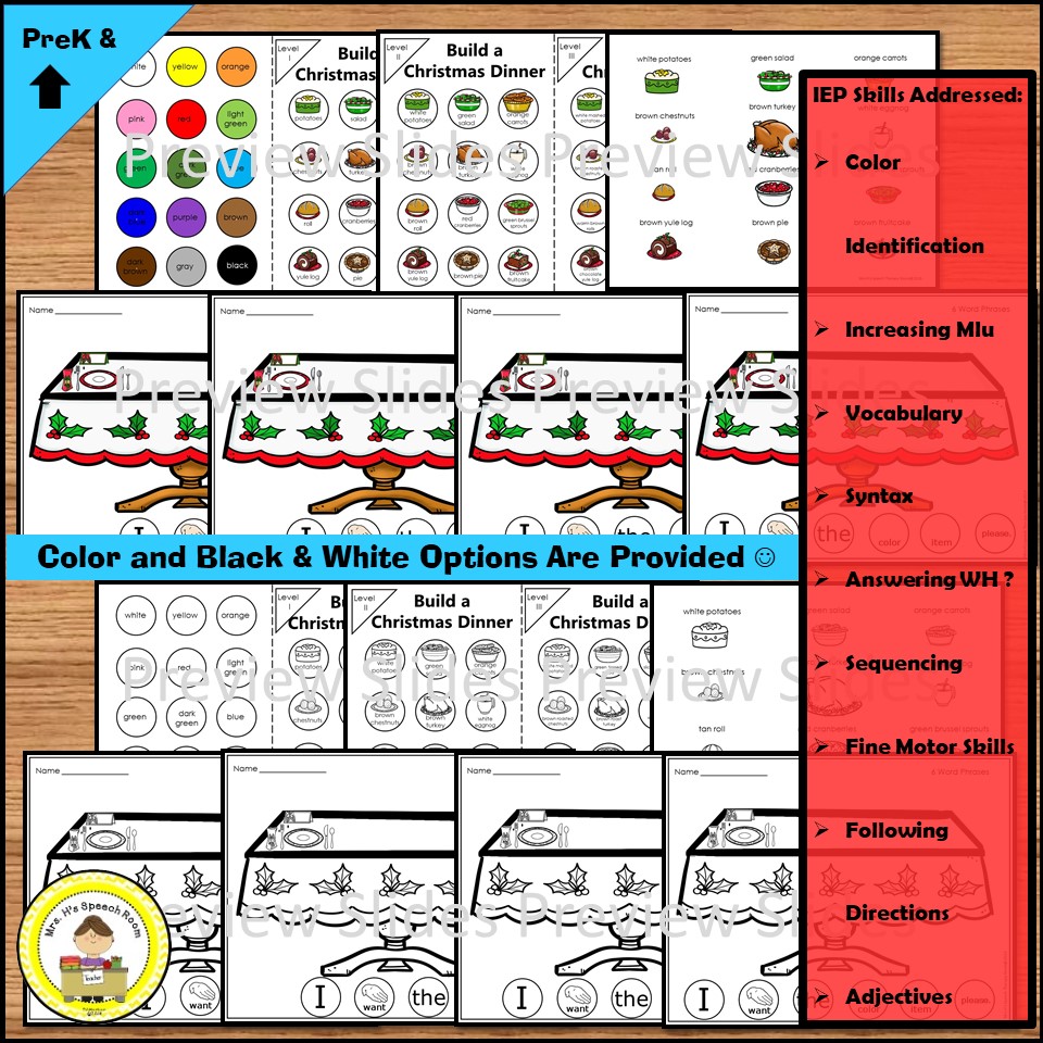 Build a Christmas Dinner Activity To Increase Sentence Length in Speech ...