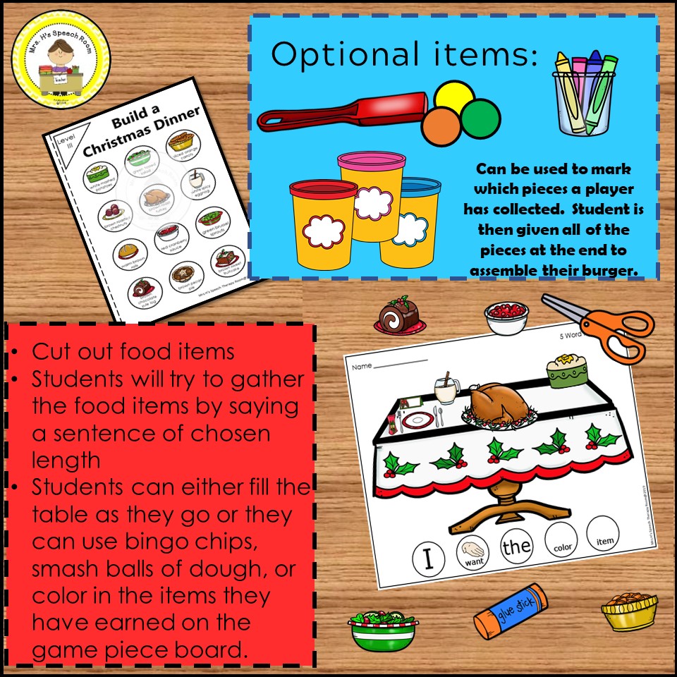 Build a Christmas Dinner Activity To Increase Sentence Length in Speech ...