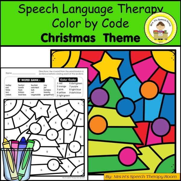 Christmas Speech Therapy Color By Code Grab and Go Activity | Made By ...
