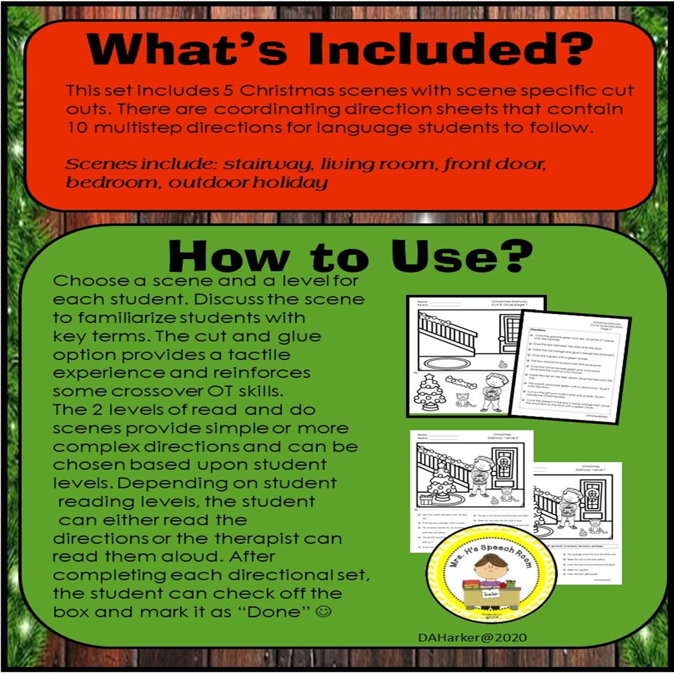Christmas Following Directions in Speech Therapy | Made By Teachers