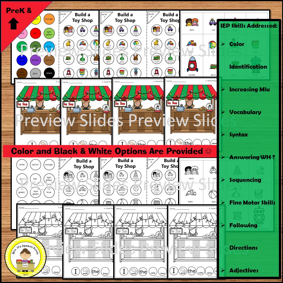 Christmas Speech Therapy Build a Toy Shop to Expand Sentence Length ...