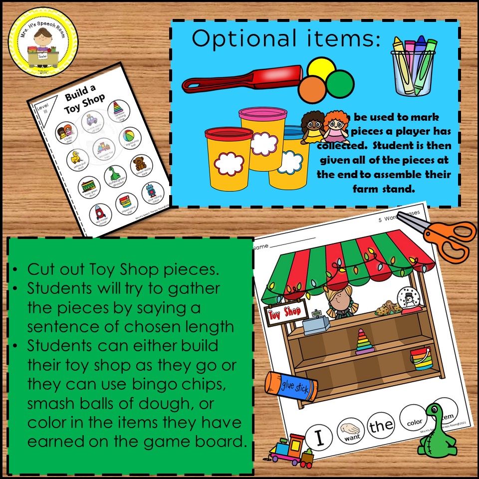 Christmas Speech Therapy Build a Toy Shop to Expand Sentence Length ...