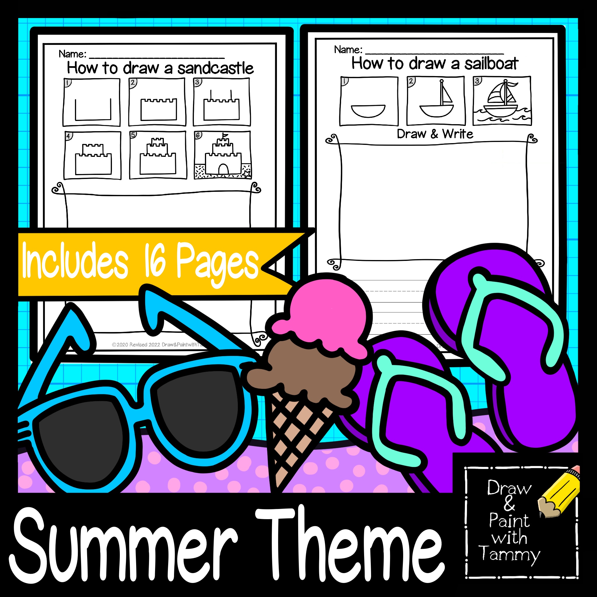 Directed drawings summer how to draw and write printable pages art sub ...