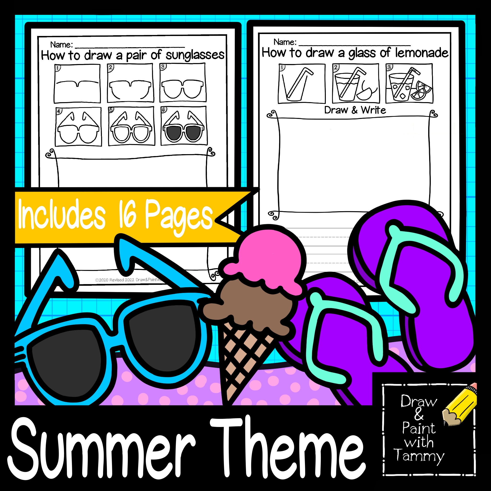 Directed drawings summer how to draw and write printable pages art sub ...