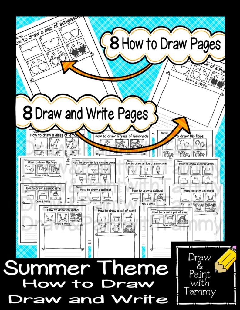 Directed drawings summer how to draw and write printable pages art sub ...