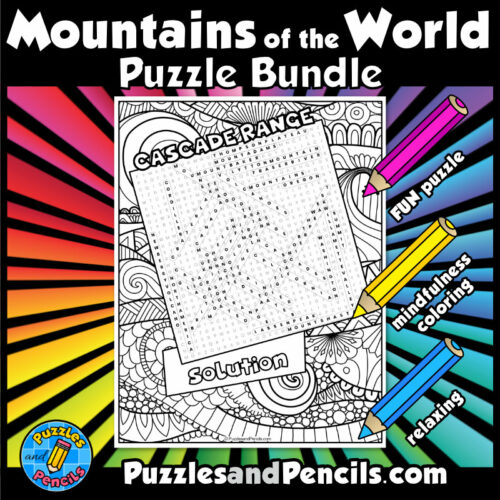 World Mountains Word Search Puzzle Activity Page BUNDLE | 10 Wordsearch ...