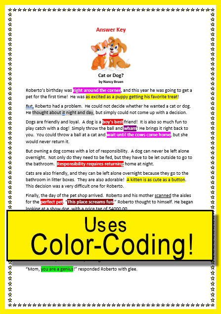 Figurative Language Stories with Color-Coding Close Reading ...