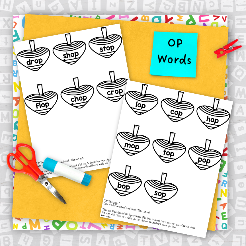 Short O Vowel Craft | Top Shop | OP Word Family | Made By Teachers