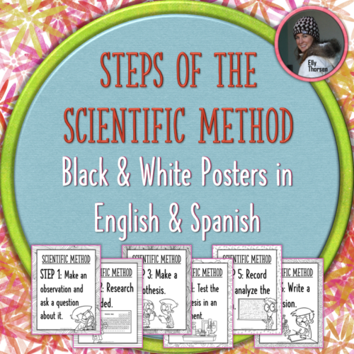 Steps of the Scientific Method Posters in English and Spanish: Black ...