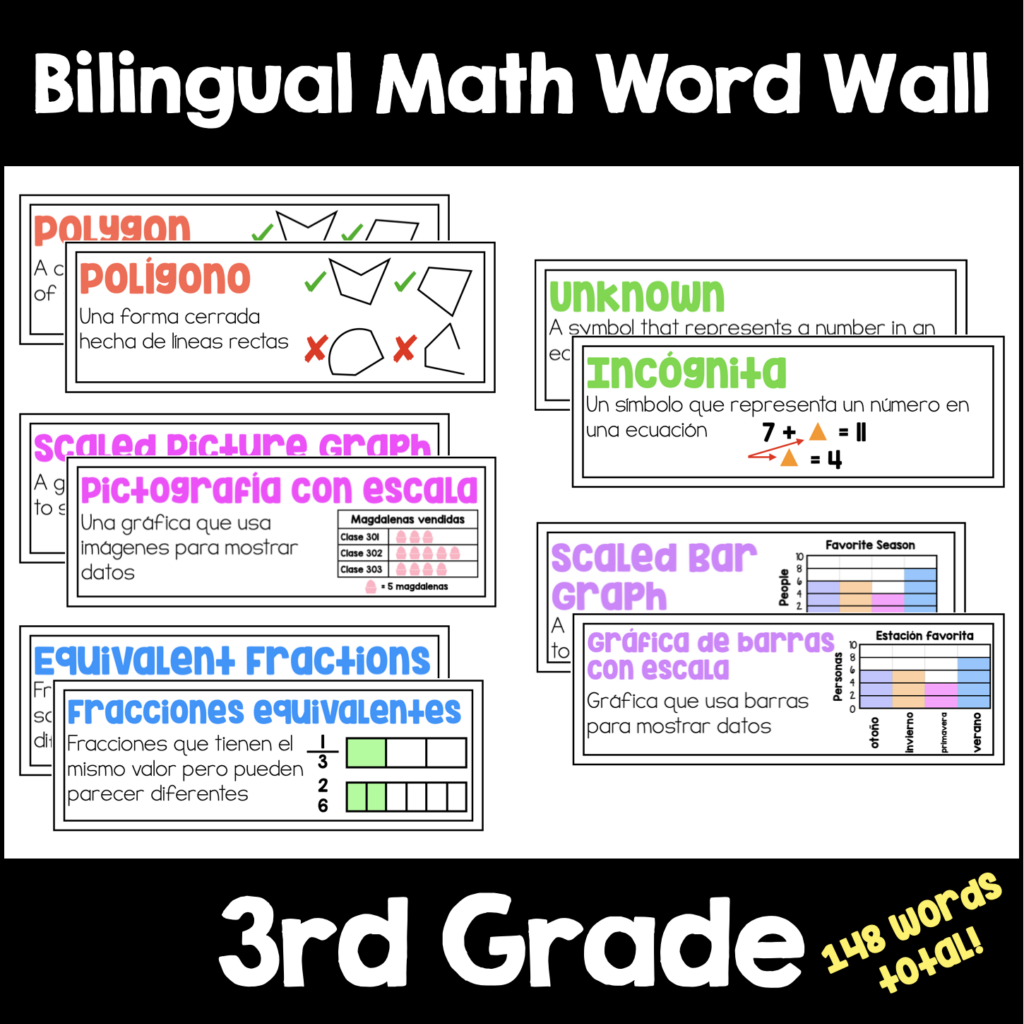 Grade 3 Math Word Wall BILINGUAL | Made By Teachers