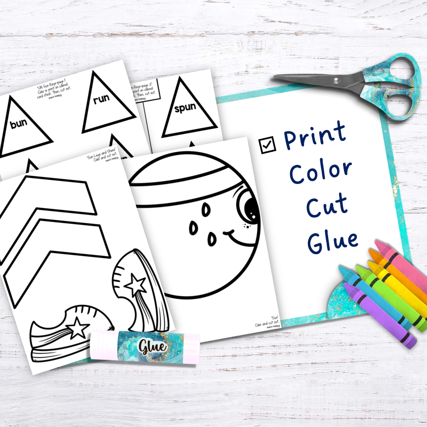 Short U Vowel Craft | Sun on the Run | UN Word Family | Made By Teachers