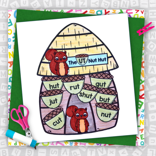 Short U Vowel Craft | Nut Hut | UT Word Family | Made By Teachers