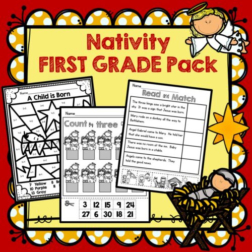 Nativity Worksheet Bundle, Kindergarten and First Grade Christmas ...