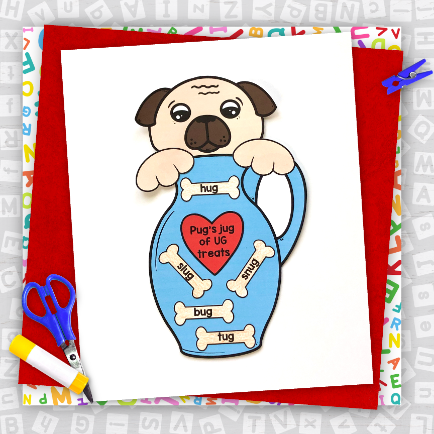 Short U Vowel Craft | Pug's UG Treats | UG Word Family | Made By Teachers