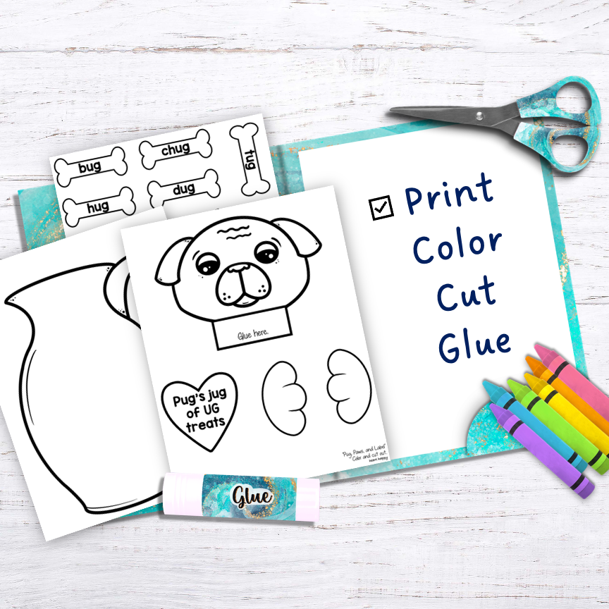 Short U Vowel Craft | Pug's UG Treats | UG Word Family | Made By Teachers