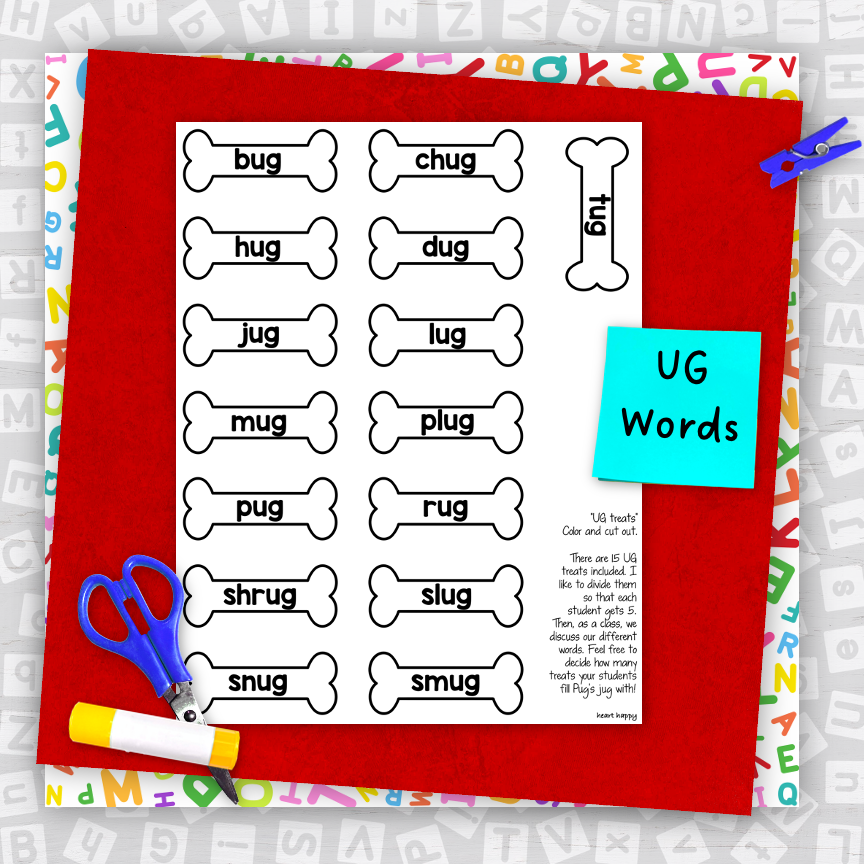Short U Vowel Craft | Pug's UG Treats | UG Word Family | Made By Teachers