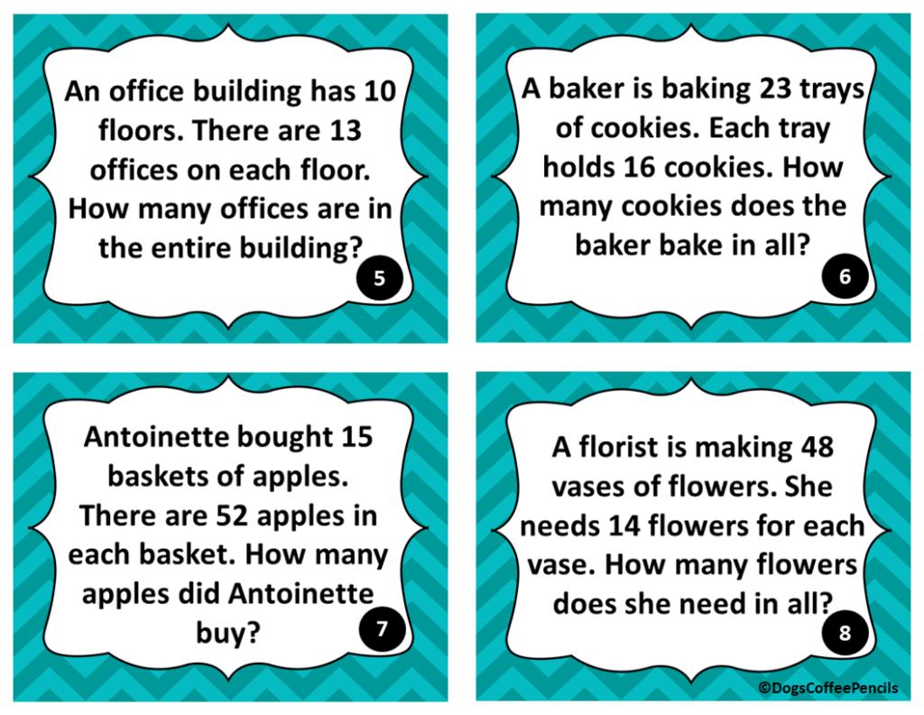 2-digit by 2-digit Multiplication Word ProblemsTask Cards - Made By ...