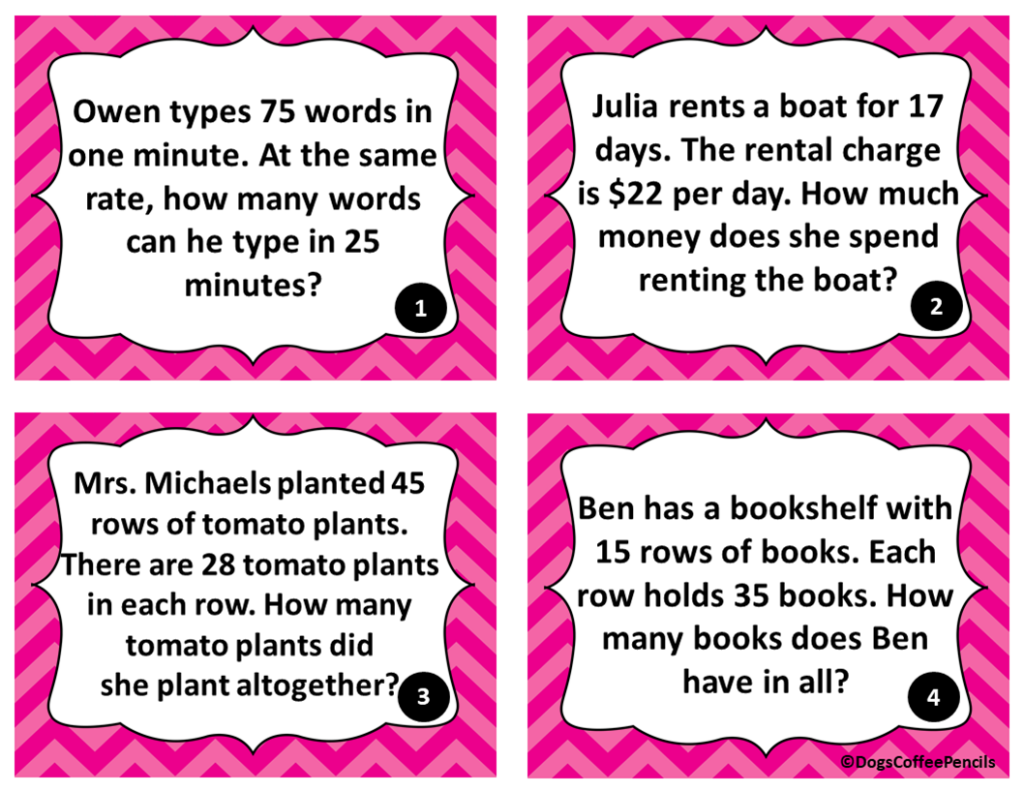 2-digit by 2-digit Multiplication Word ProblemsTask Cards - Made By ...