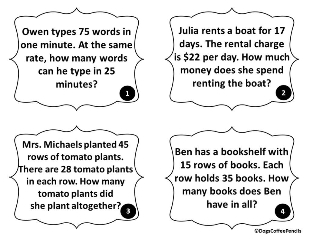 2-digit by 2-digit Multiplication Word ProblemsTask Cards - Made By ...