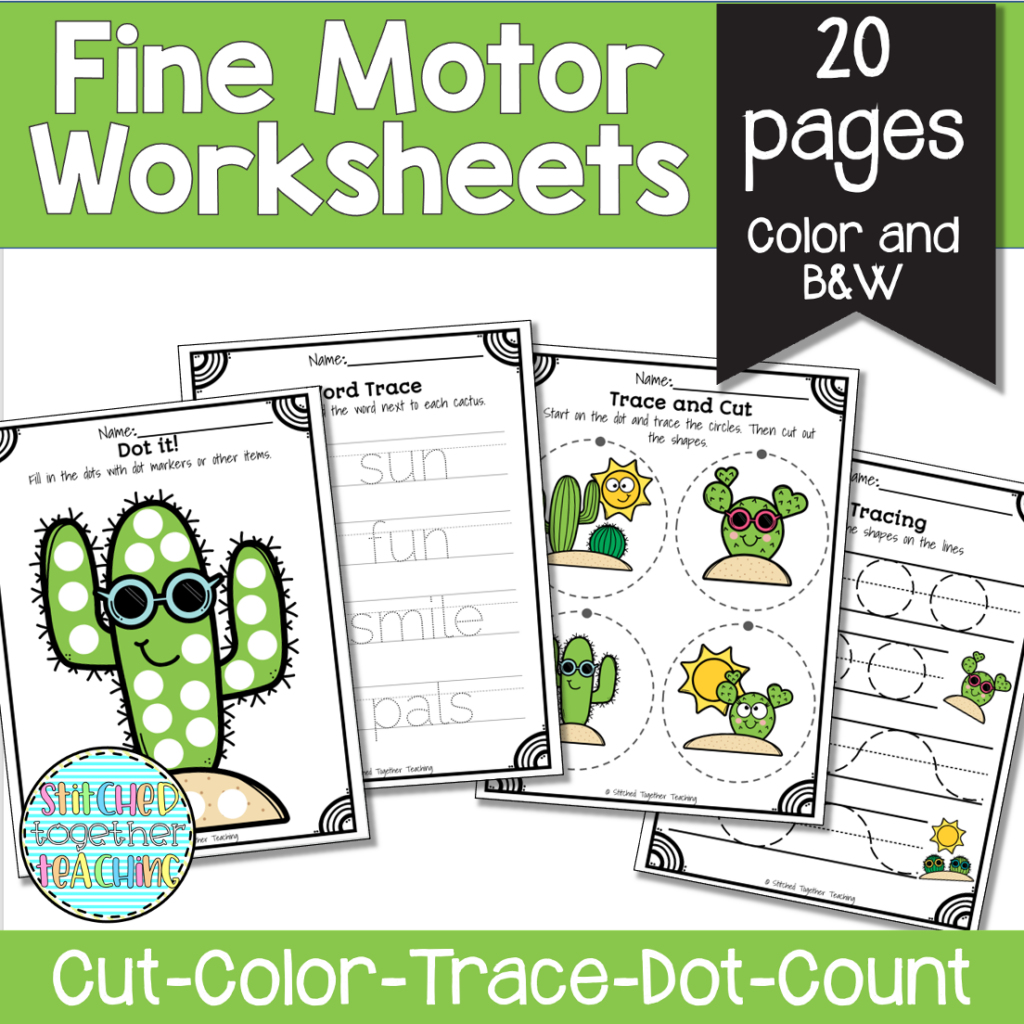 Cactus Summer FINE MOTOR Activities Worksheet Packet for Special ...