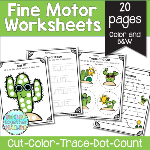 Cactus Summer FINE MOTOR Activities Worksheet Packet for Special ...