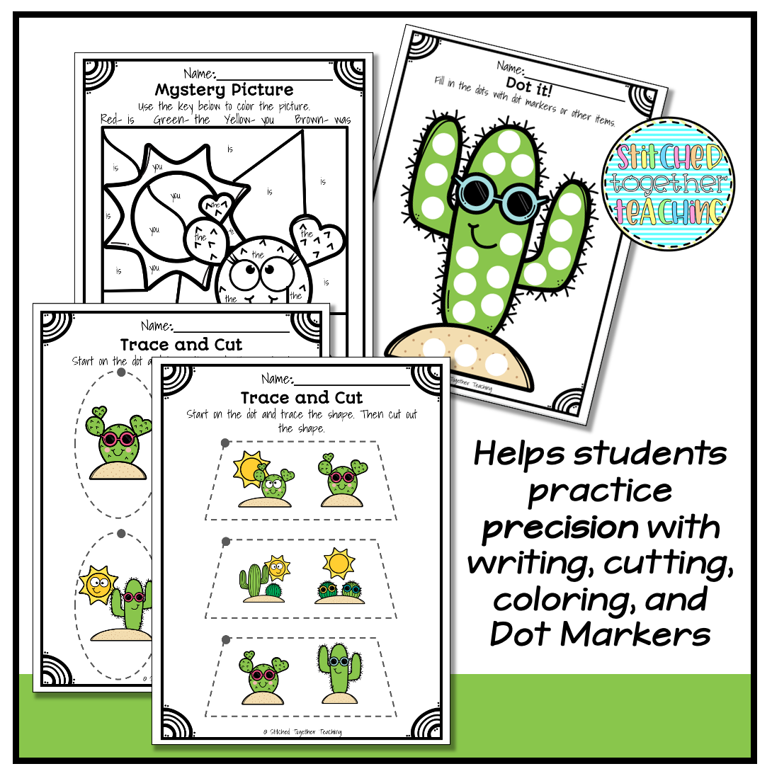 Cactus Summer FINE MOTOR Activities Worksheet Packet for Special ...