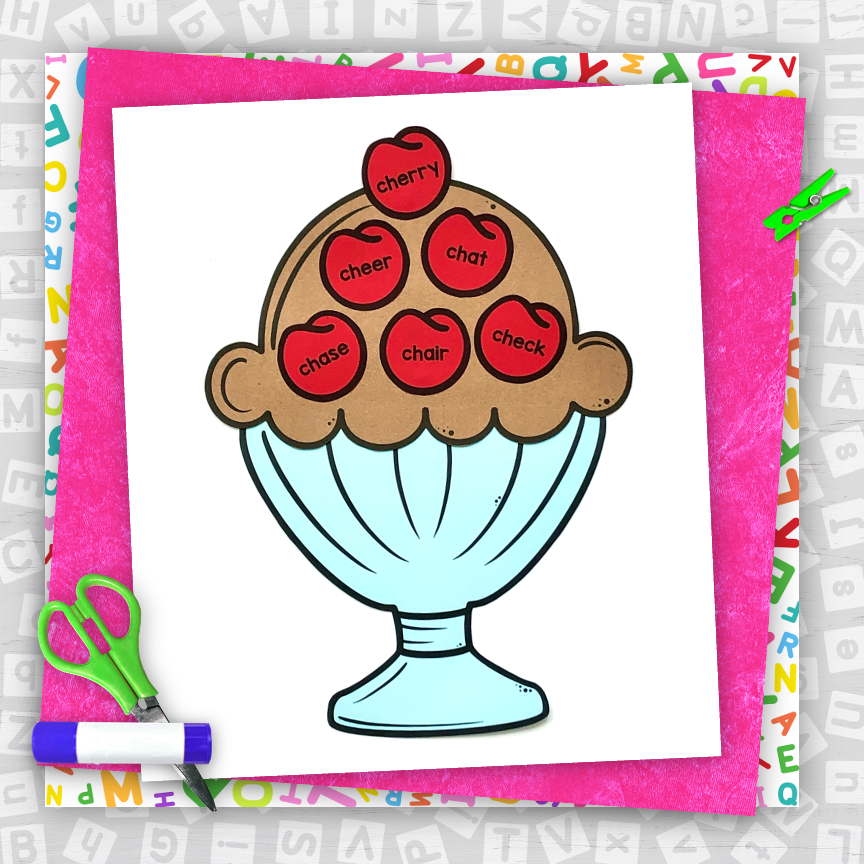 CH Digraph Craft | Chocolate Cherry Sundae | Made By Teachers