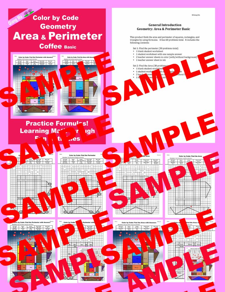Mother's Day Color by Code: Area and Perimeter: Practice Formulas 3 in ...