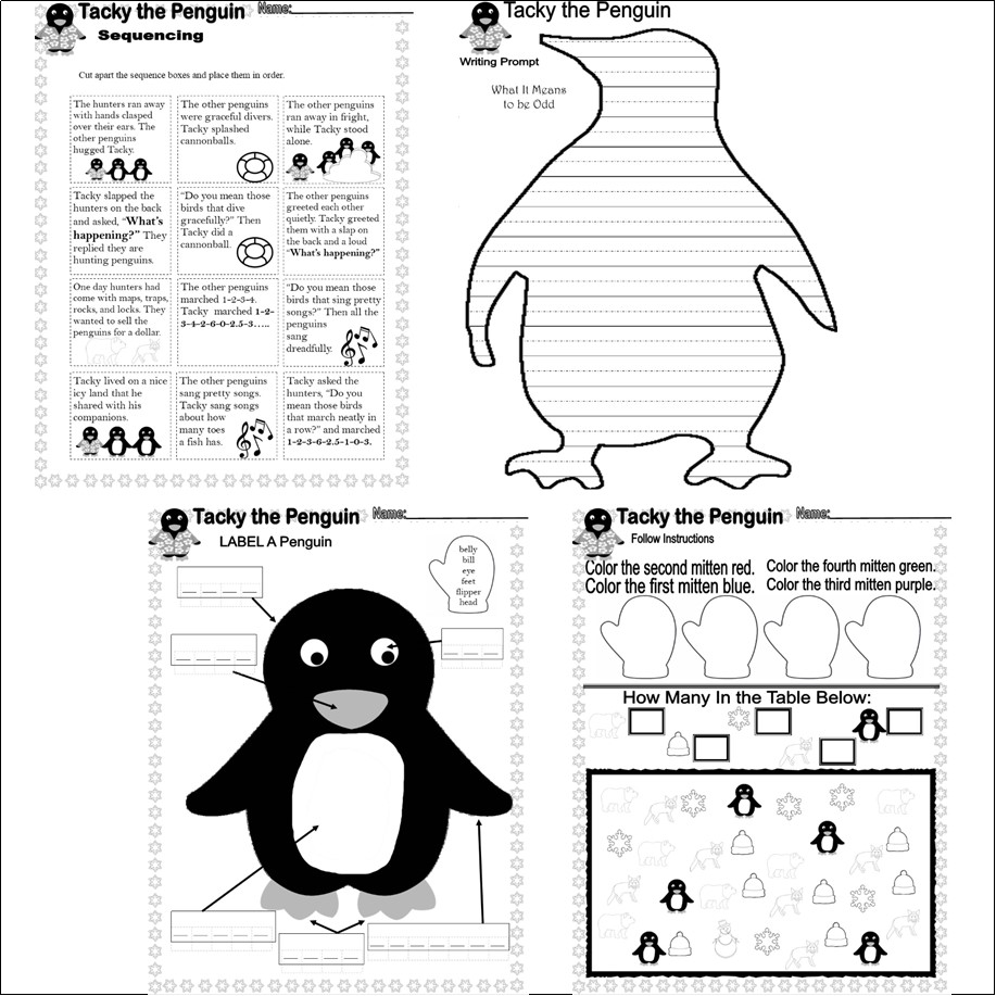Tacky the Penguin Winter Book Study Companion Reading Comprehension ...