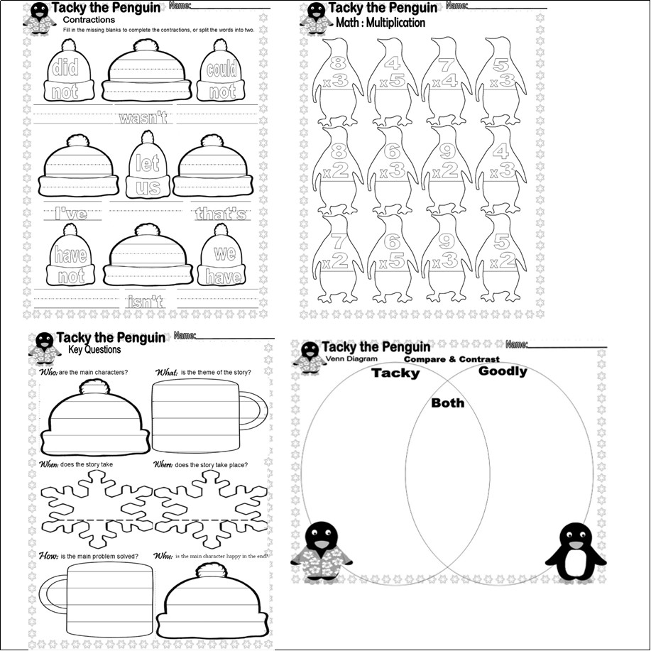 Tacky the Penguin Winter Book Study Companion Reading Comprehension ...