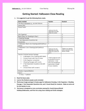 Close Reading: Halloween Is ... by Gail Gibbons | Made By Teachers