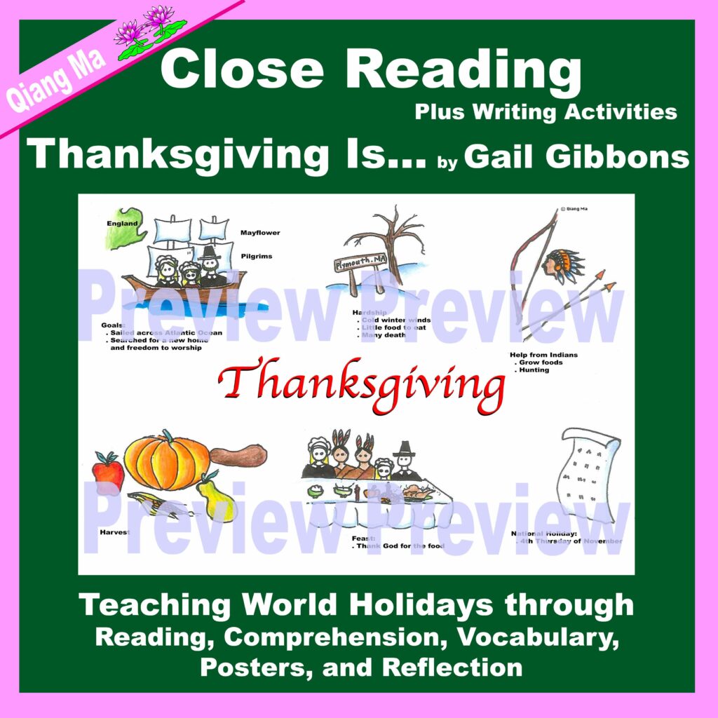 Close Reading: Thanksgiving Is ... by Gail Gibbons | Made By Teachers