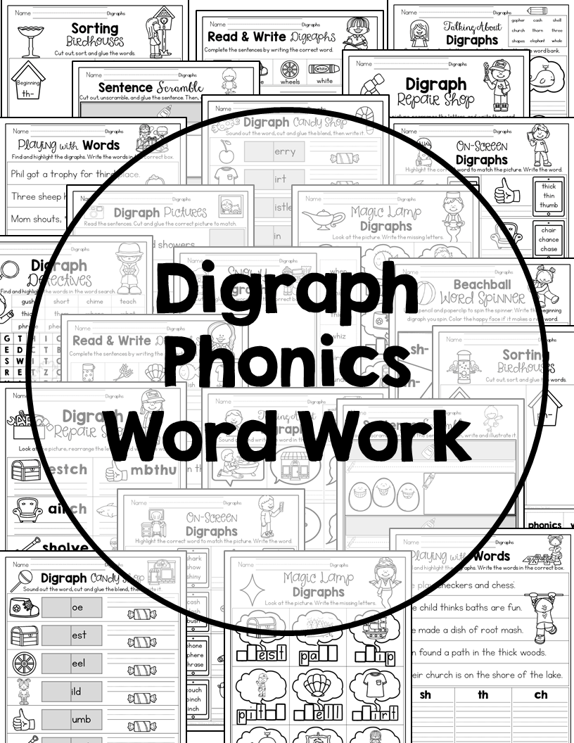 Digraphs Phonics Word Work NO-PREP! - Made By Teachers