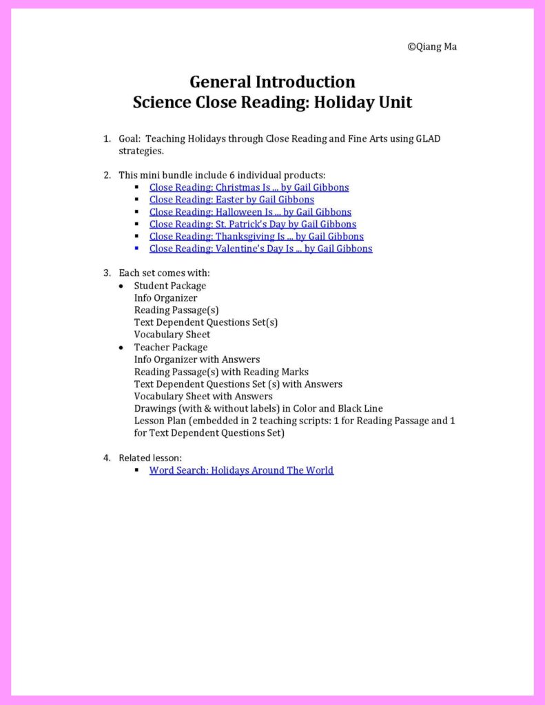 Close Reading: Holiday Unit | Made By Teachers