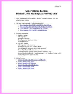 Close Reading: Astronomy Unit - Made By Teachers