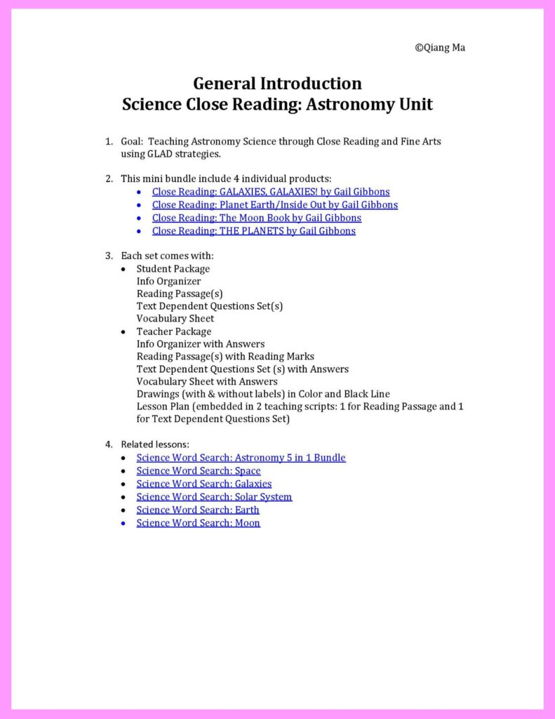 Close Reading: Astronomy Unit | Made By Teachers