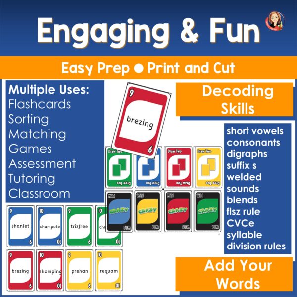 Phonics Card Games for Decoding Nonsense Words Bundle | Made By Teachers