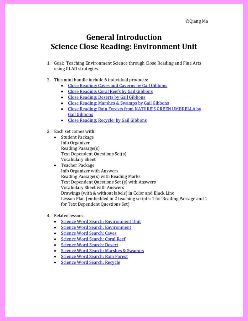 Close Reading: Environment Unit | Made By Teachers