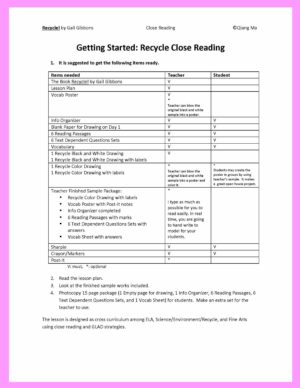 Close Reading: Recycle! by Gail Gibbons | Made By Teachers