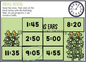 Telling Time to 5 Minutes Riddle Reveal Telling Time Boom Cards | Made ...