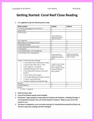 Close Reading: Coral Reefs by Gail Gibbons | Made By Teachers